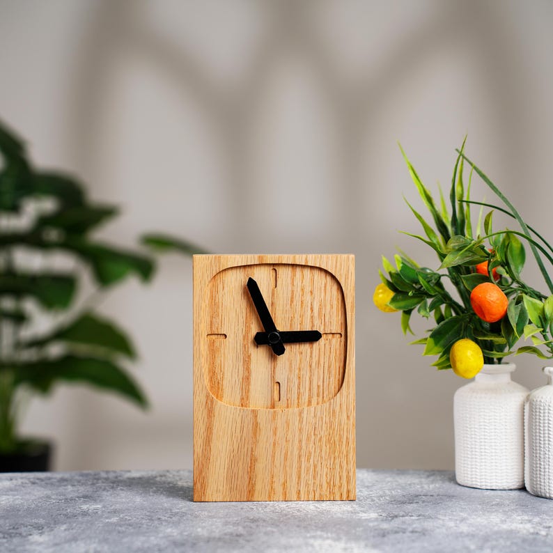 Wooden Desk Clock/unique Analog Table Clock/office Decor - Etsy