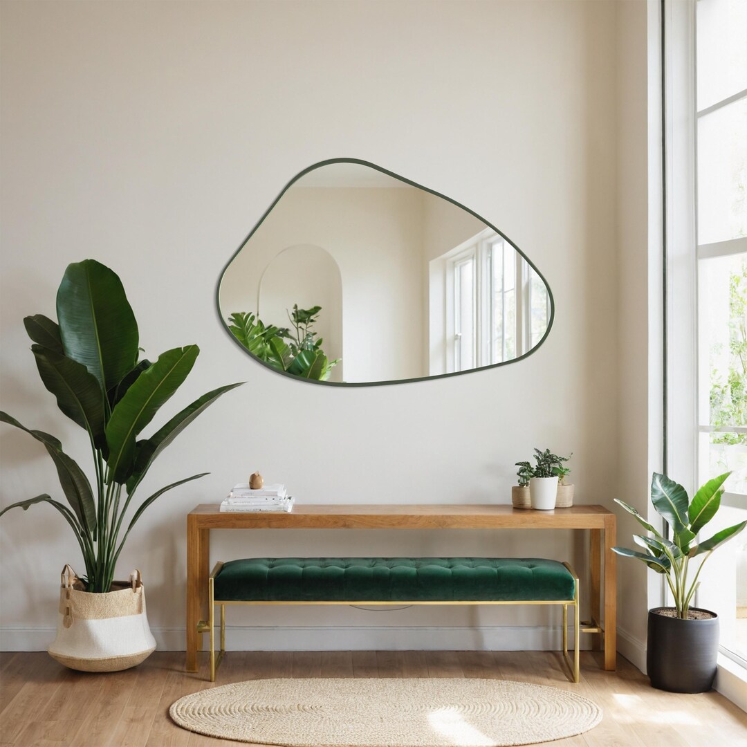 Modern Thin Framed Accent Mirror – Soft Edge, Anthracite Detail - Etsy