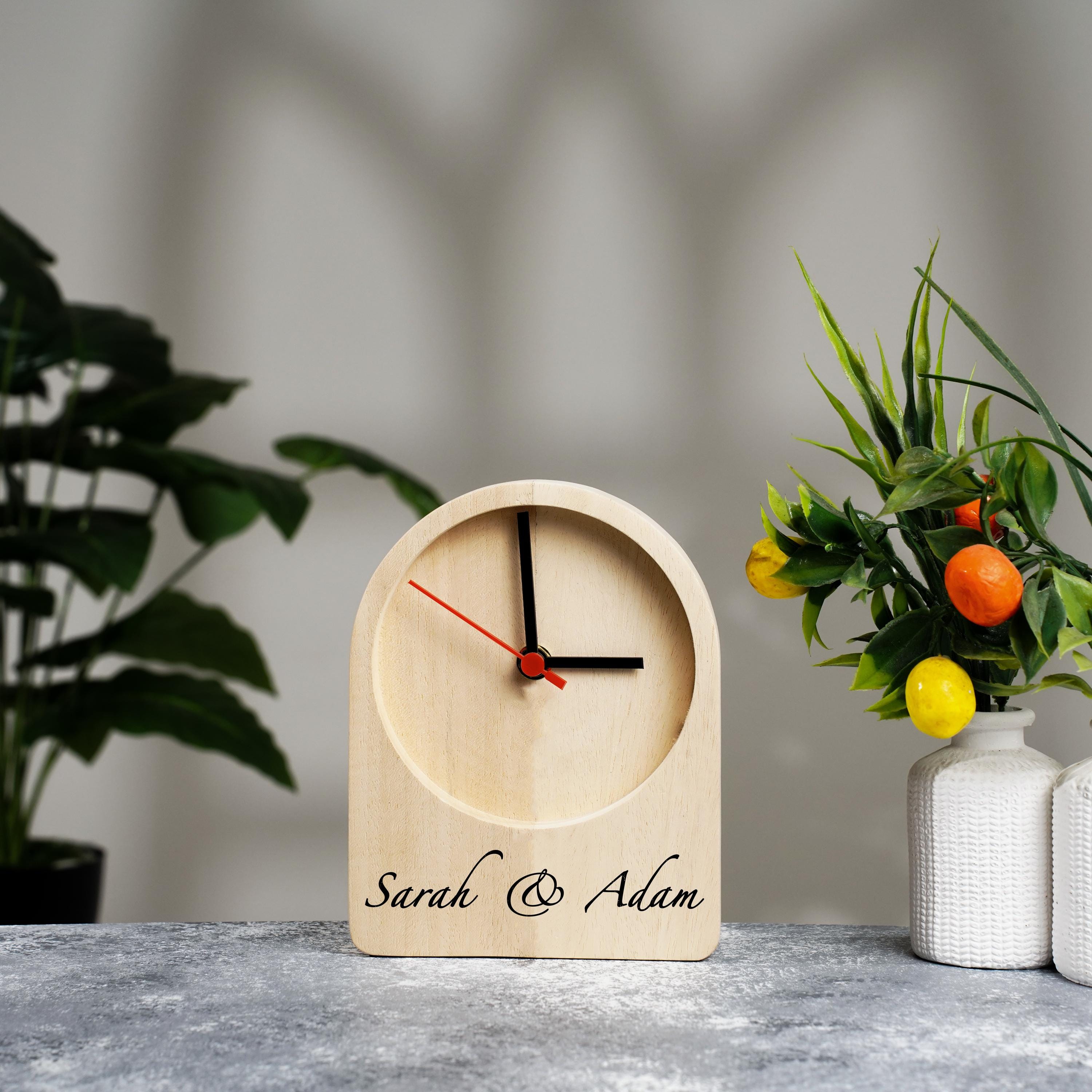 Personalized Wooden Desk Clock/unique Analog Table Clock/natural Wood ...