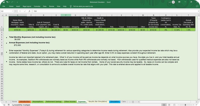 Retirement Planner and Simulation (excel Spreadsheet) - Etsy