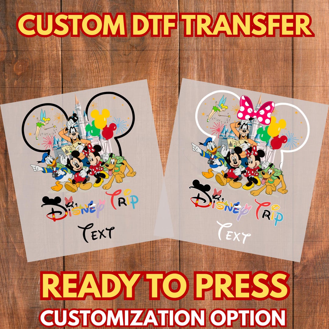 Disney Group Trip 2026 DTF Transfers, Custom Castle- Characters Iron On, Personalized Family ...