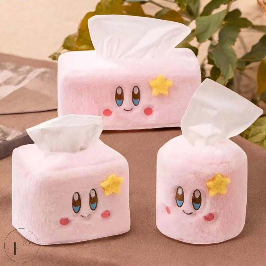 Kawaii Pink Star Plush Tissue Box – Cute Anime Tissue Holder for Home ...