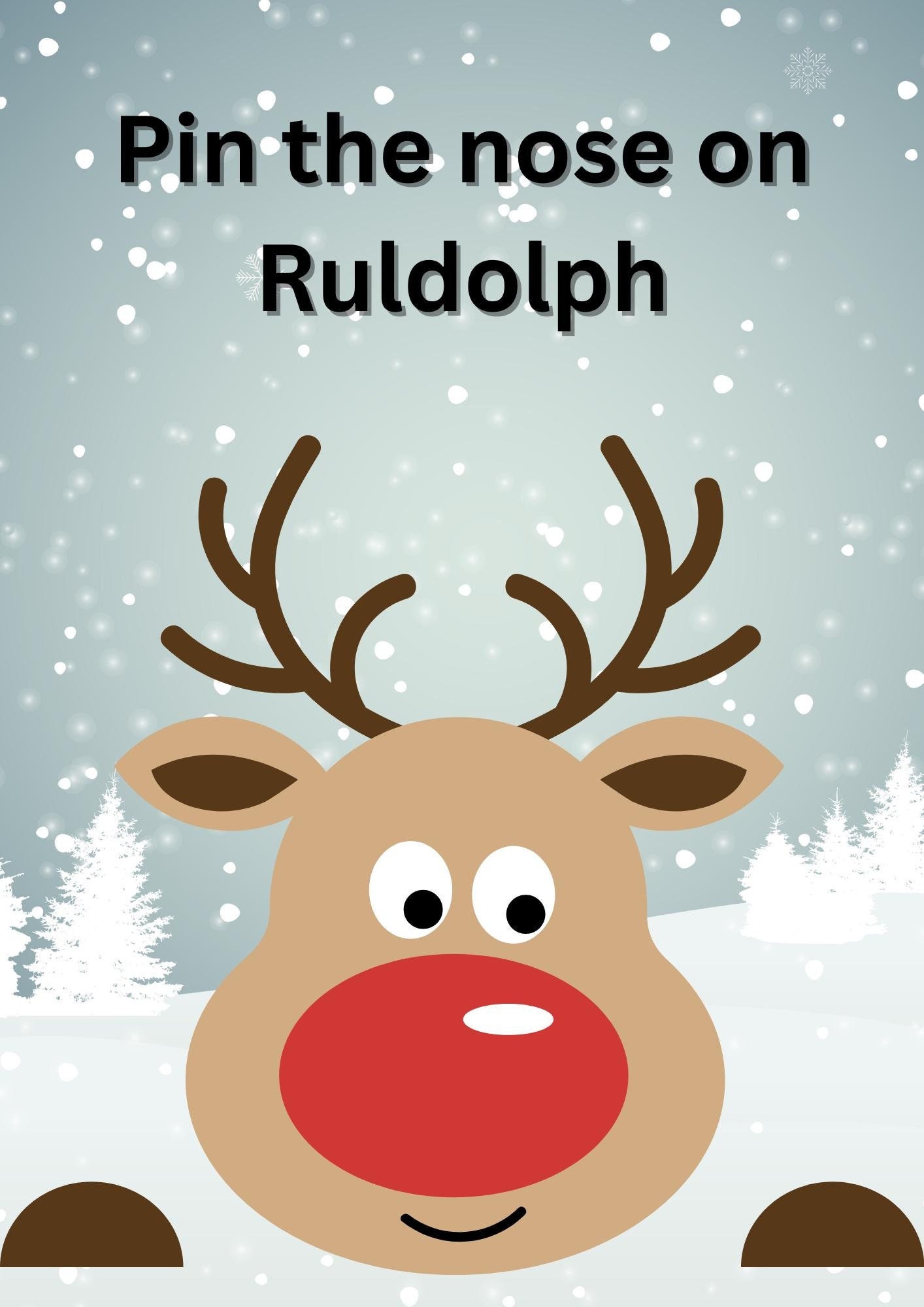 Pin the Nose on Rudolph Christmas Party Game for Kids Fun Printable ...
