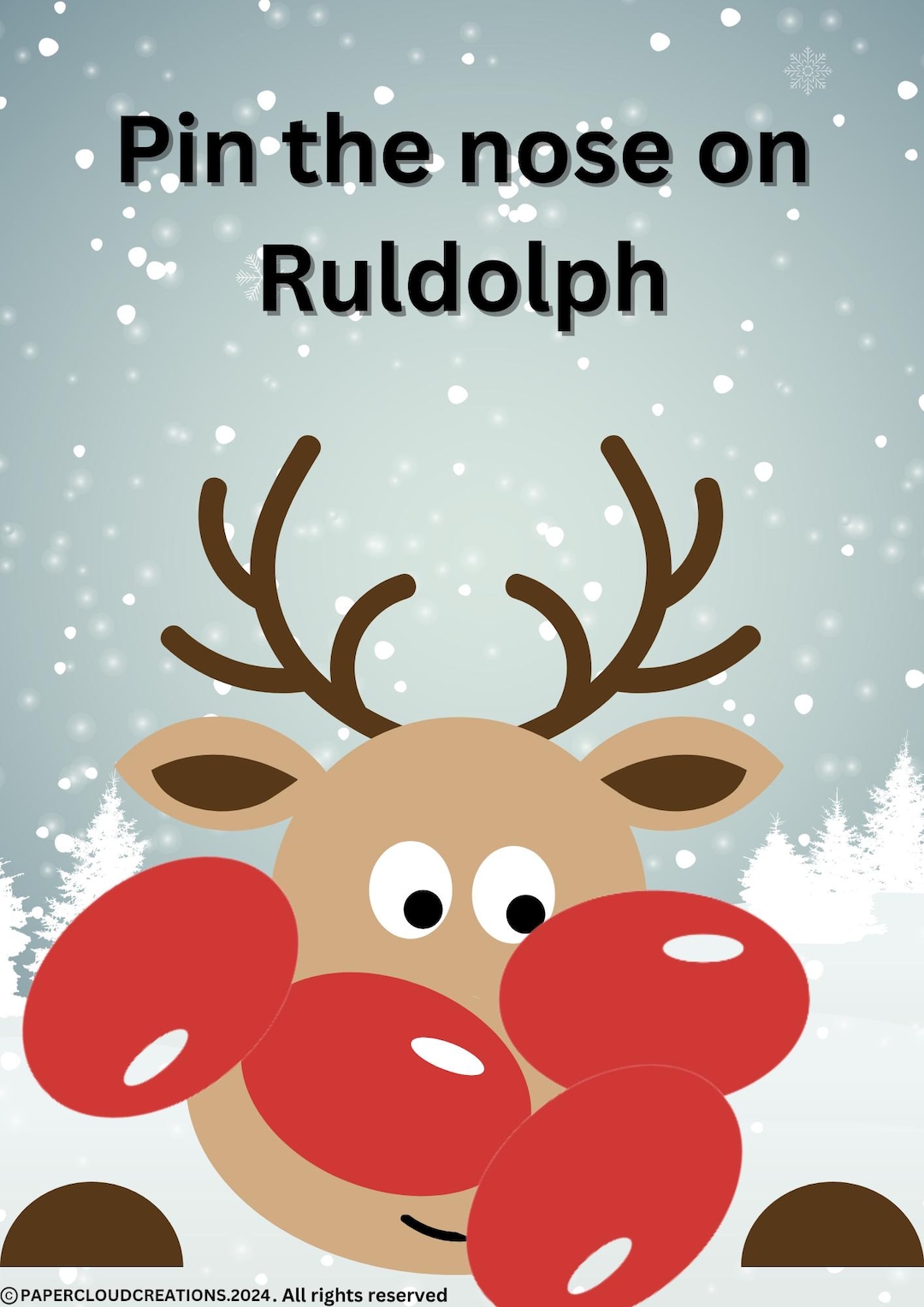 Rudolph Pin the Nose Christmas Party Game for Kids - Fun Printable ...