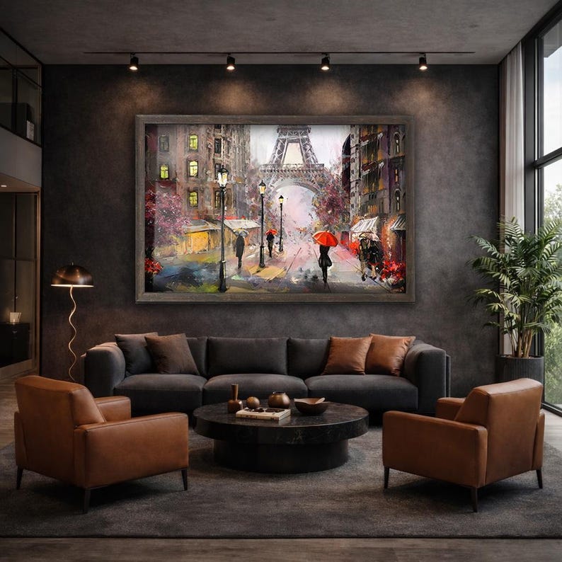 Rainy Paris Glass Wall Art, Eiffel Tower Painting on Glass, Modern ...