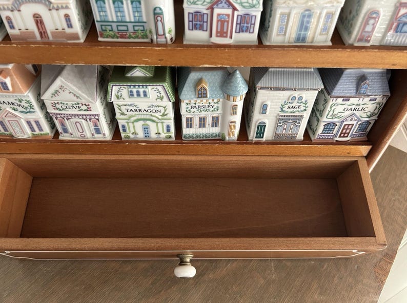 Lenox Spice Village Set Porcelain House 24 Jars With Wooden Rack 1989 ...