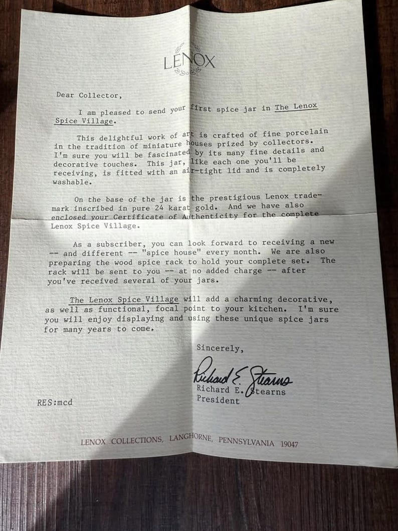 Lenox Spice Village Set Porcelain House 24 Jars With Wooden Rack 1989 ...