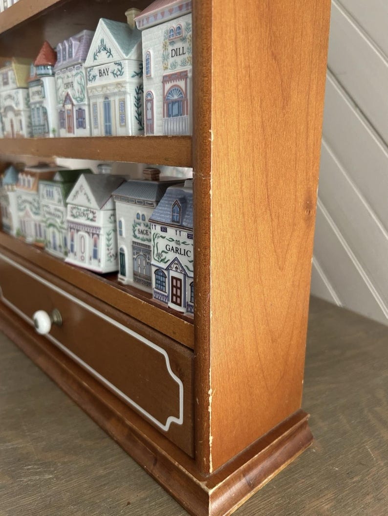 Lenox Spice Village Set Porcelain House 24 Jars With Wooden Rack 1989 ...