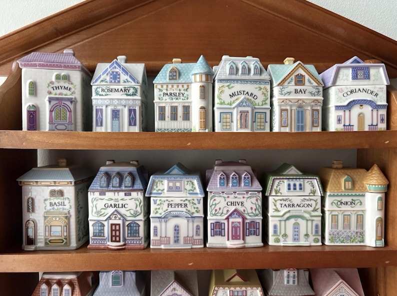 Lenox Spice Village Set Porcelain House 24 Jars With Wooden Rack 1989 ...