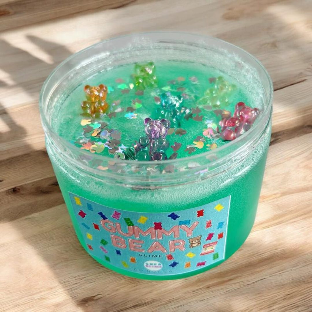 Gummy Bear Slime - Clear Slime, Candy Scented Slime, Light Blue Green Slime, Crunchy Slime ...