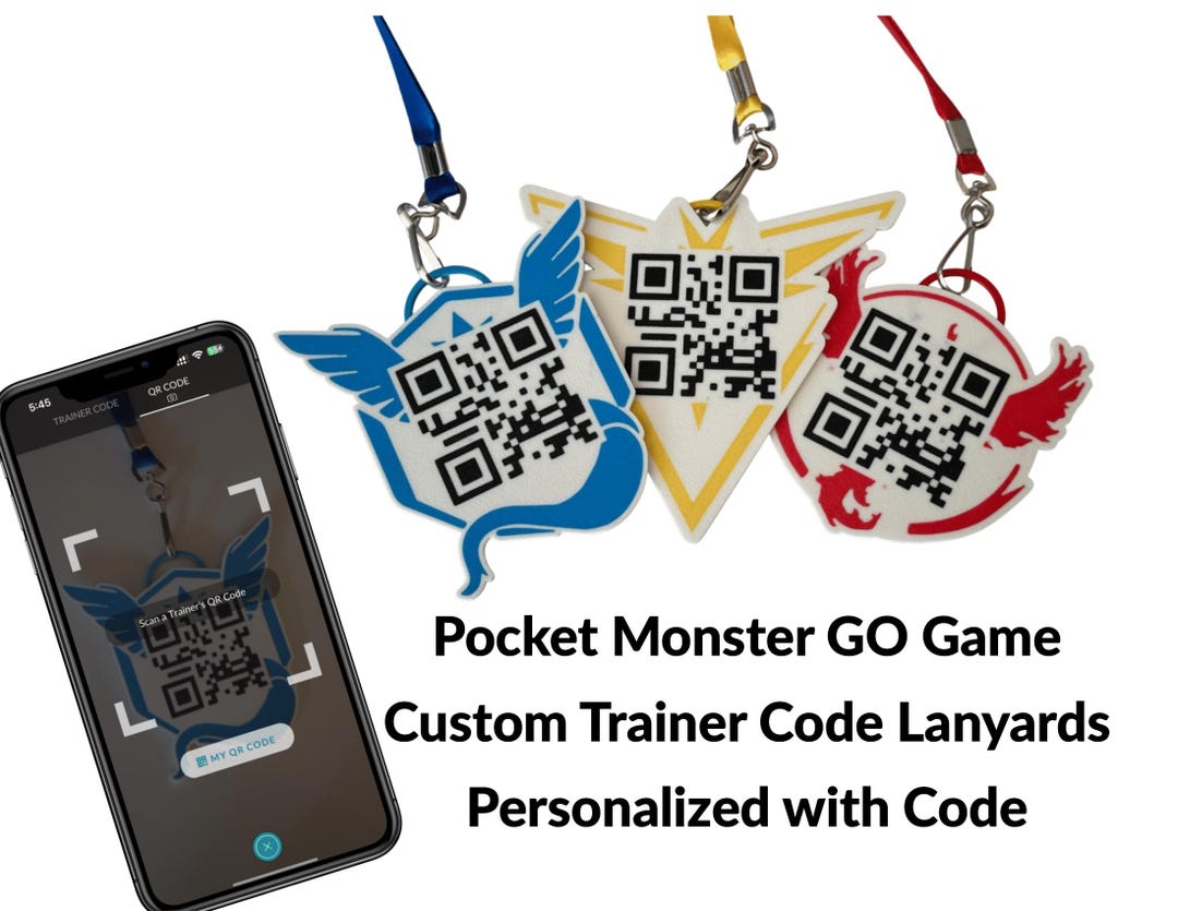 Trainer Code Badge and Team Lanyard - Pocket Monsters GO Game - Custom ...
