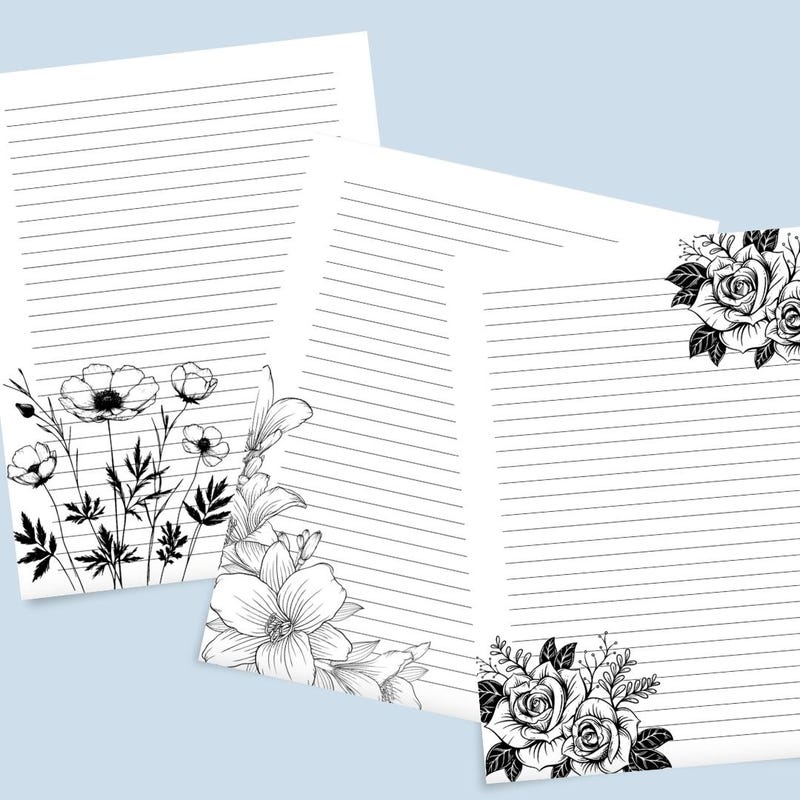 Black Line Writing Paper - Etsy