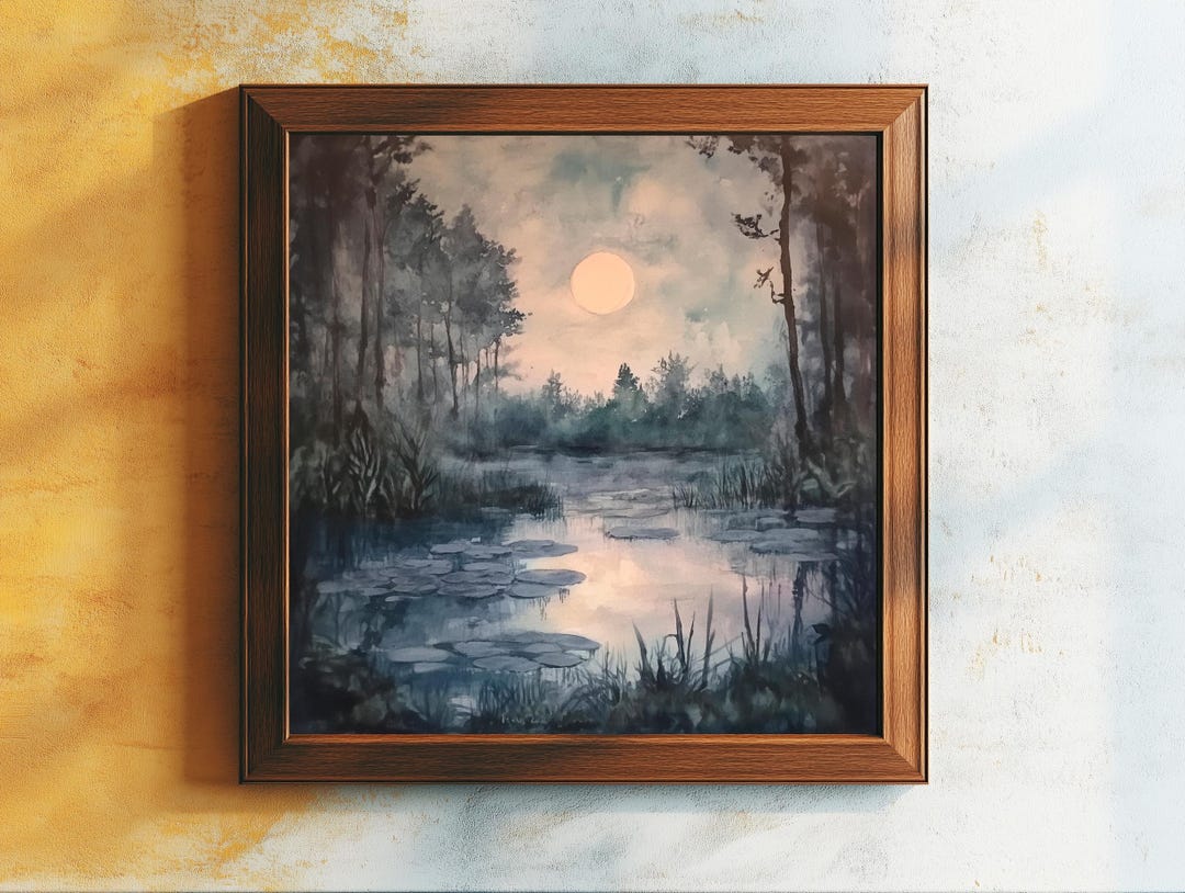 Water Coloured Moody Swamp. Vintage Nature Art PRINTABLE. Small Wall ...