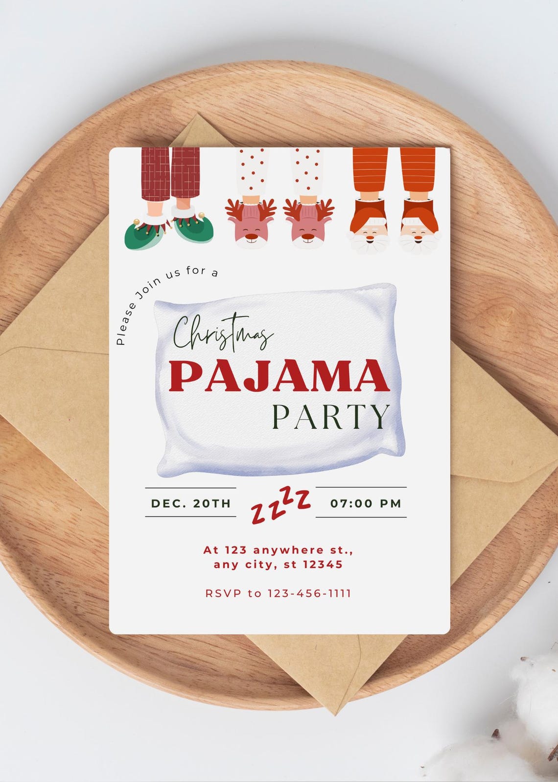 Holiday Pajama Party Invitation Template - Etsy