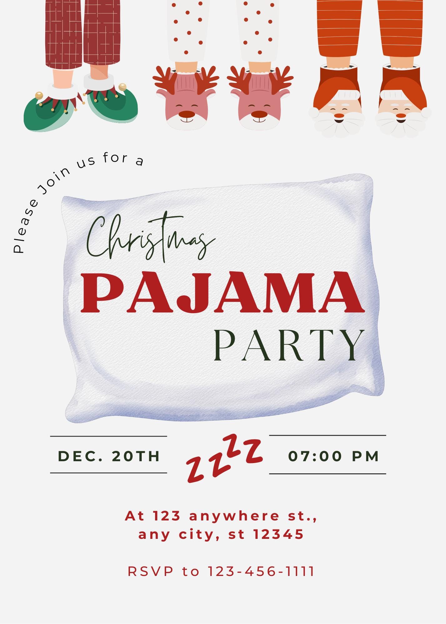 Holiday Pajama Party Invitation Template - Etsy