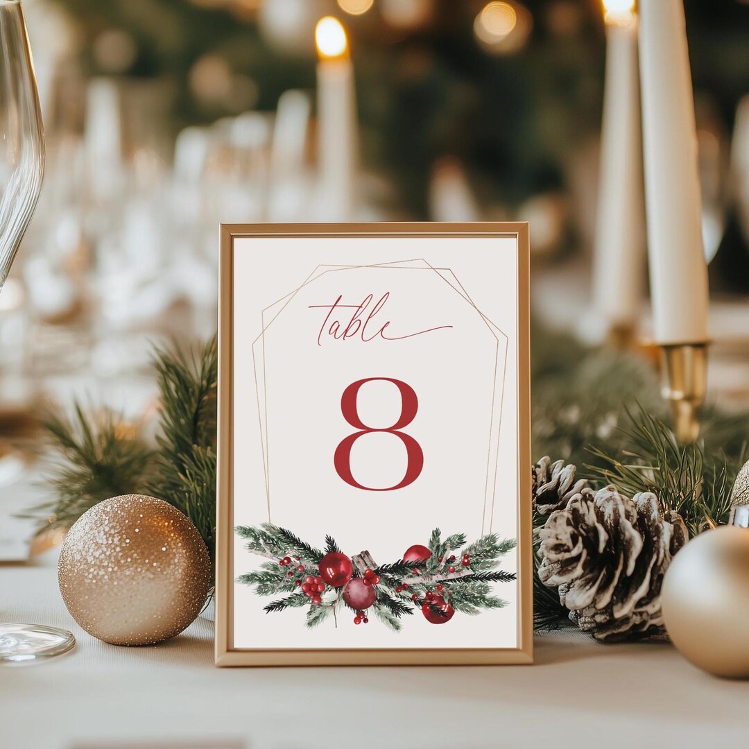 Winter Wedding Table Numbers Christmas Wedding Table Number Template ...