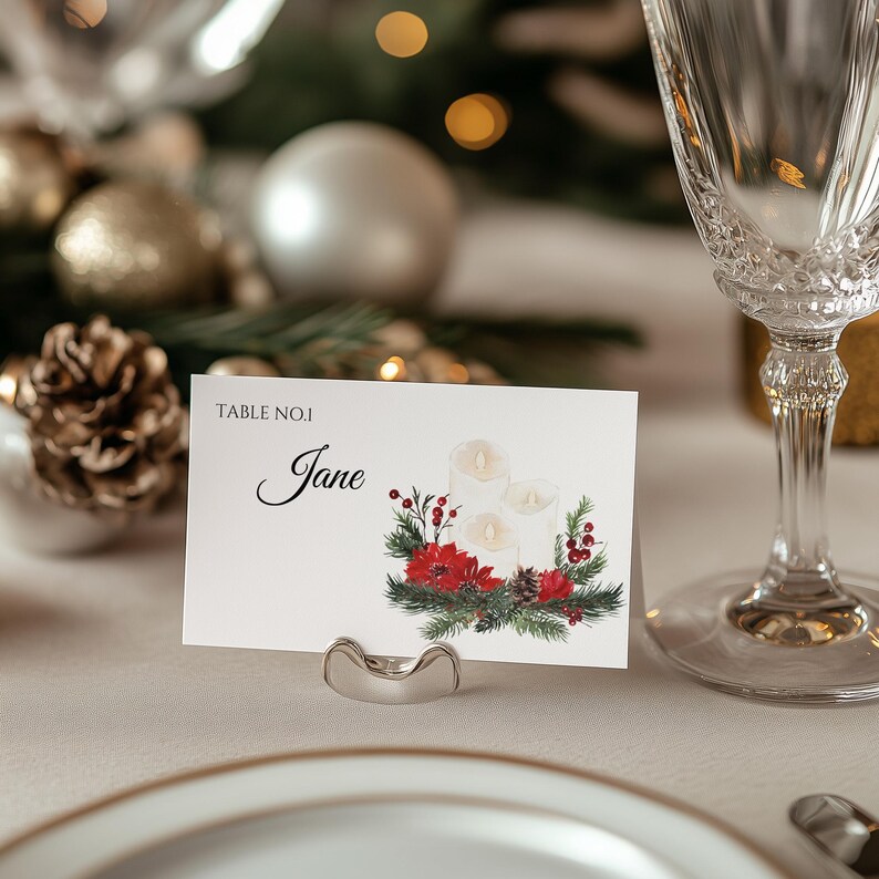 Christmas Place Card Winter Wedding Table Decor Christmas Name Card ...