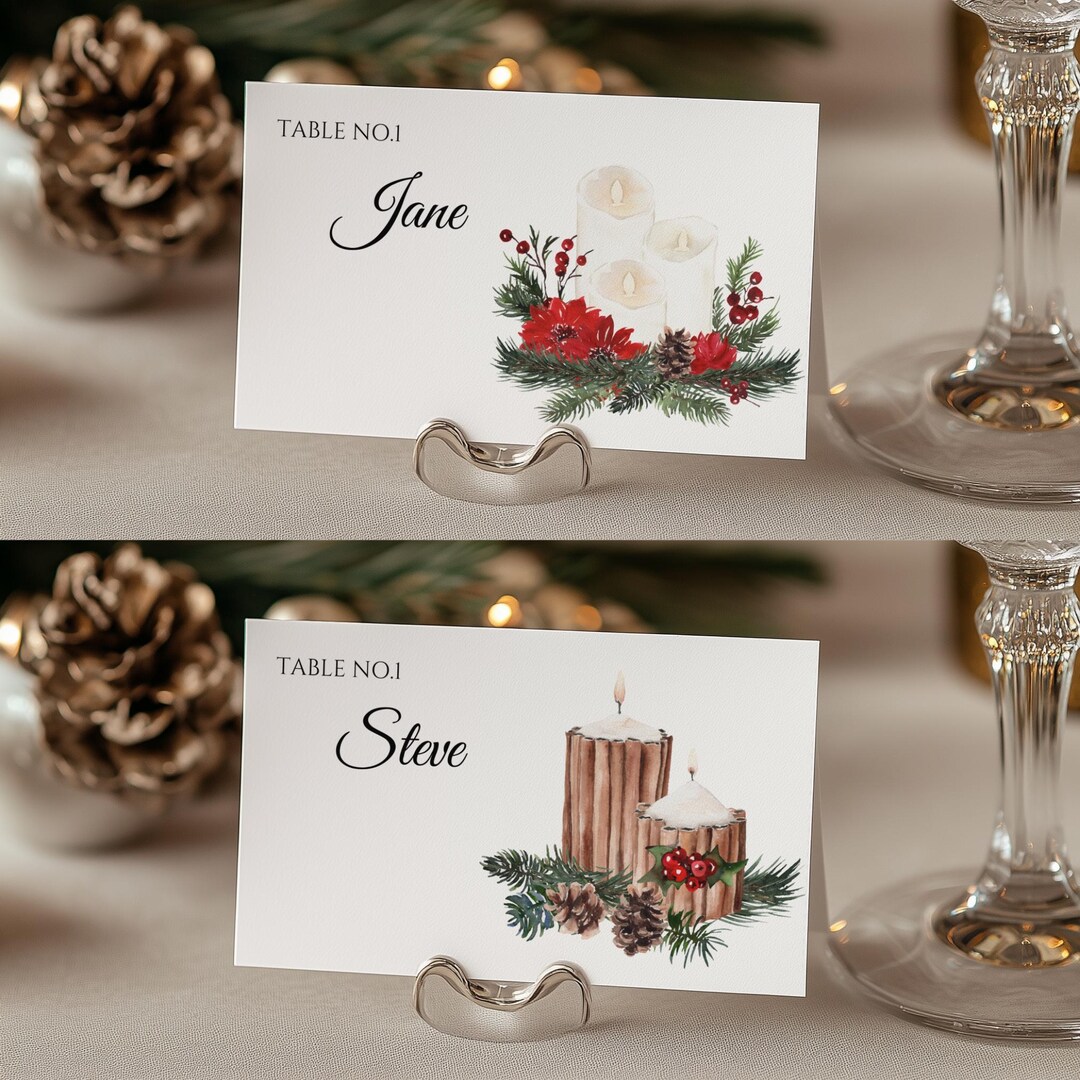Christmas Place Card Winter Wedding Table Decor Christmas Name Card ...