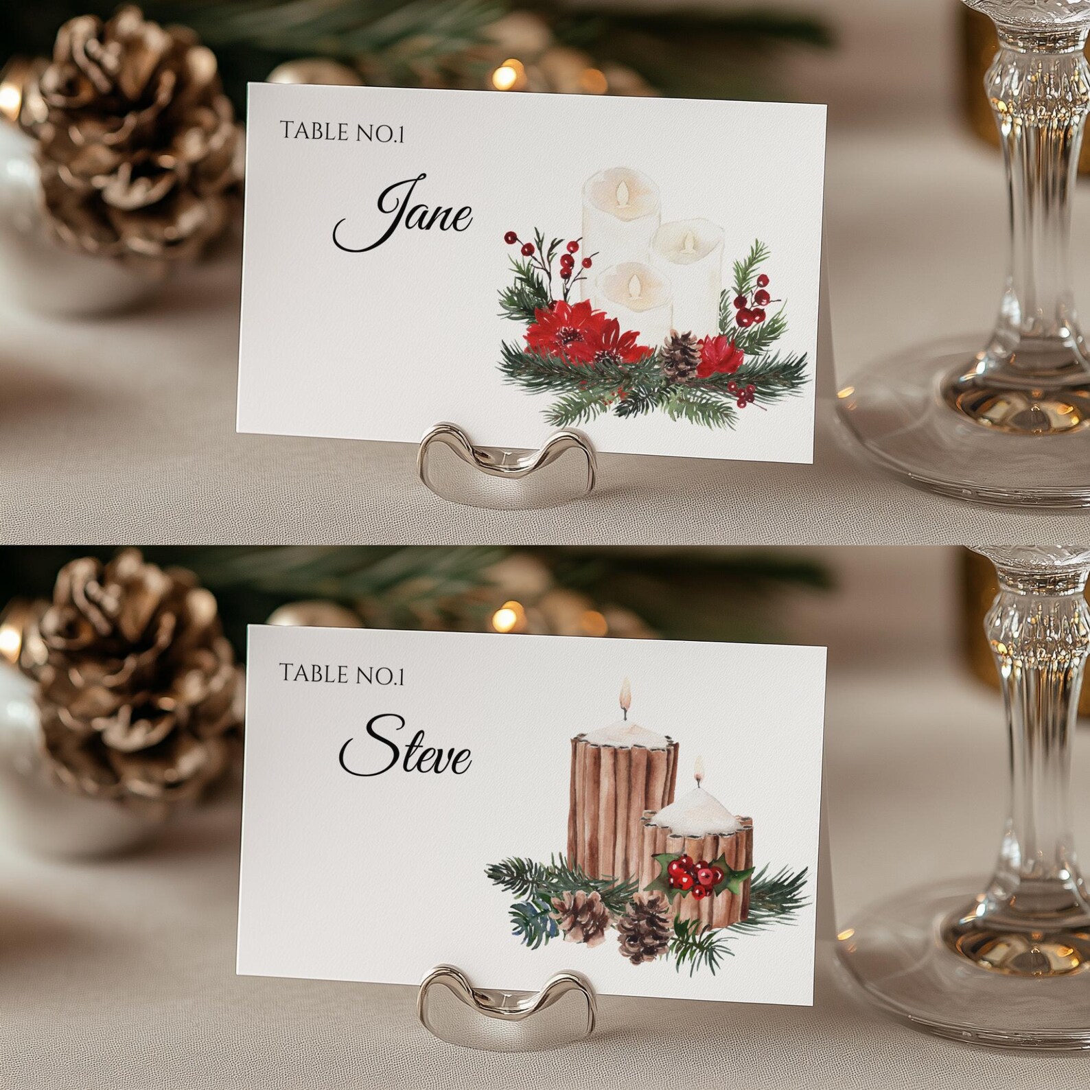 Christmas Place Card Winter Wedding Table Decor Christmas Name Card ...