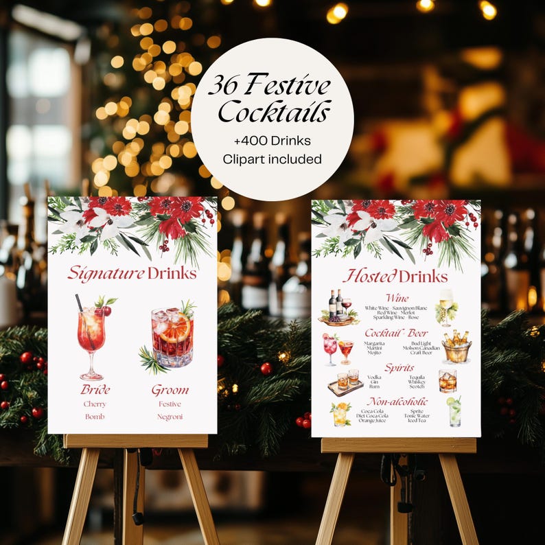 Christmas Signature Drinks Sign Template Winter Wedding Signature ...