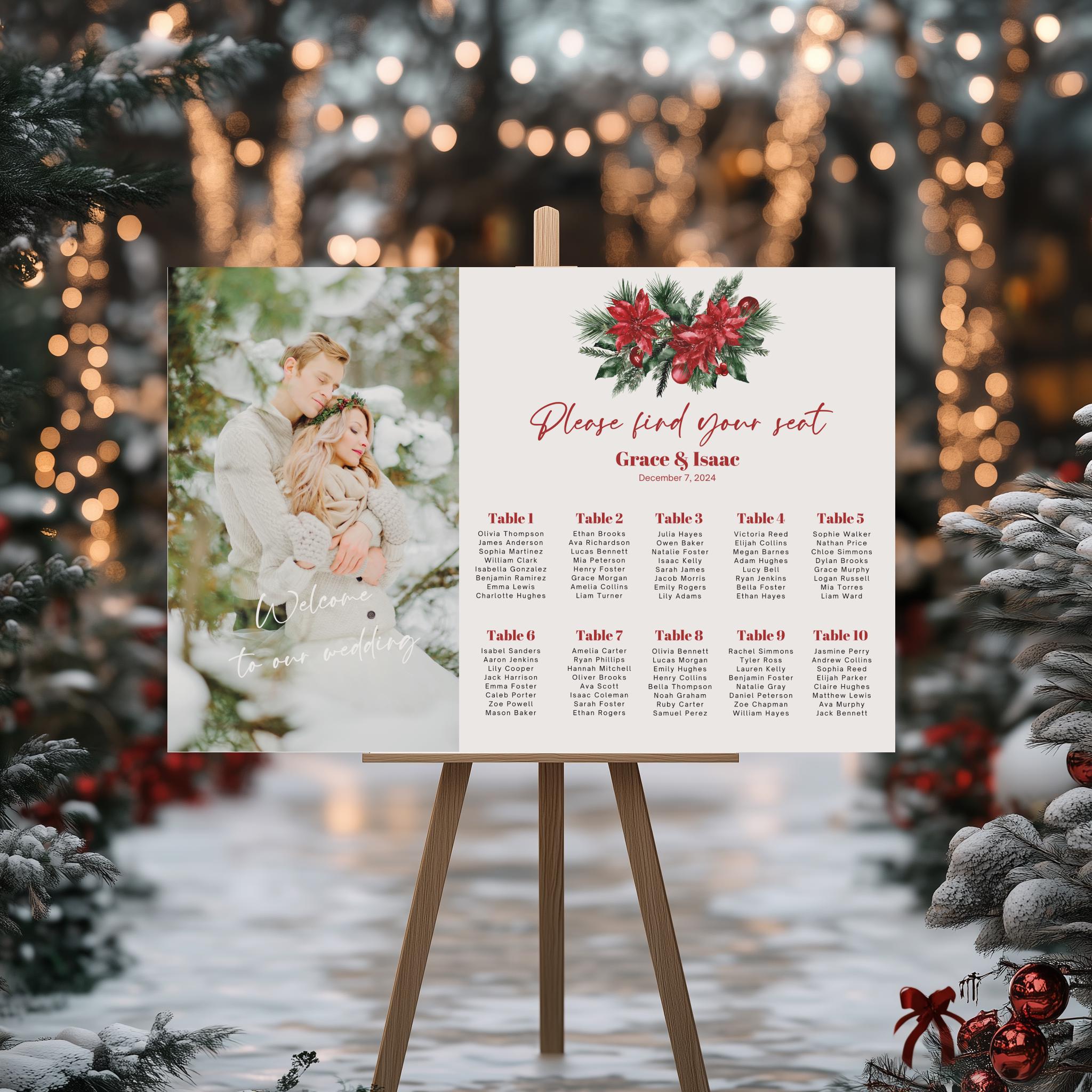 Christmas Seating Chart With Photo Winter Wedding Seating Chart ...