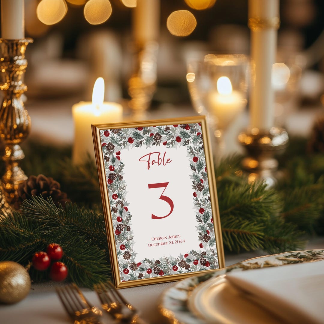 Christmas Table Numbers Winter Wedding Table Numbers Holiday Party ...