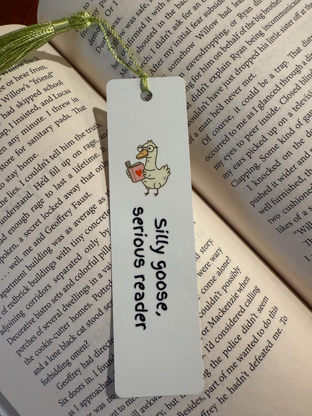 Silly Goose Serious Reader-cute Goose With Book Tassel Bookmark-funny ...