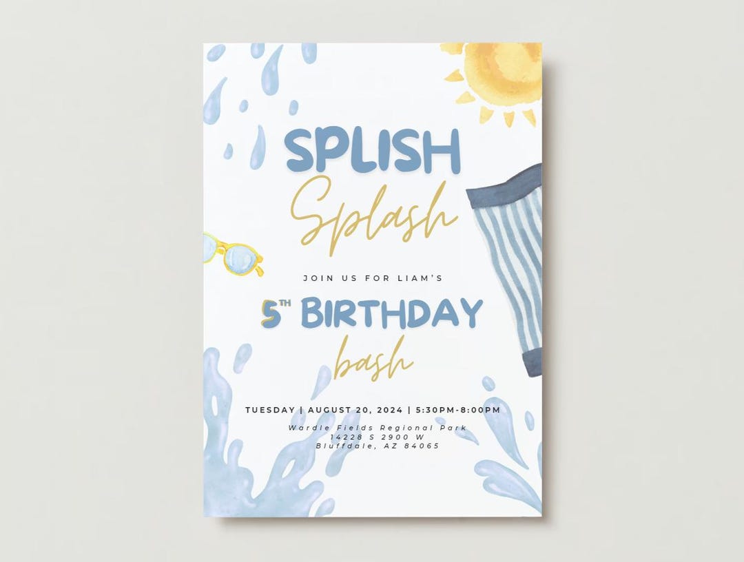 Splish Splash Birthday Invitation / Water Party Invitation / Birthday ...