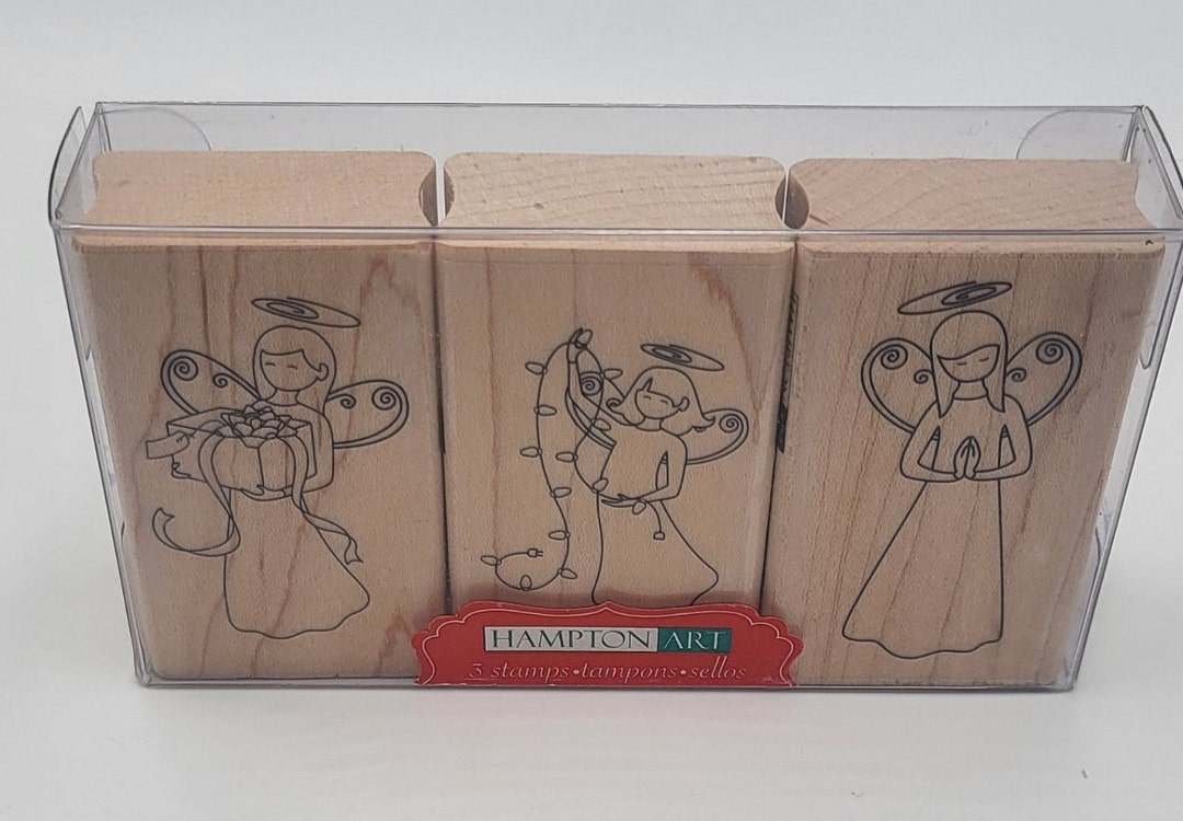 Three Angels With Halos Christmas Gift Lights Prayer Rubber Stamp ...