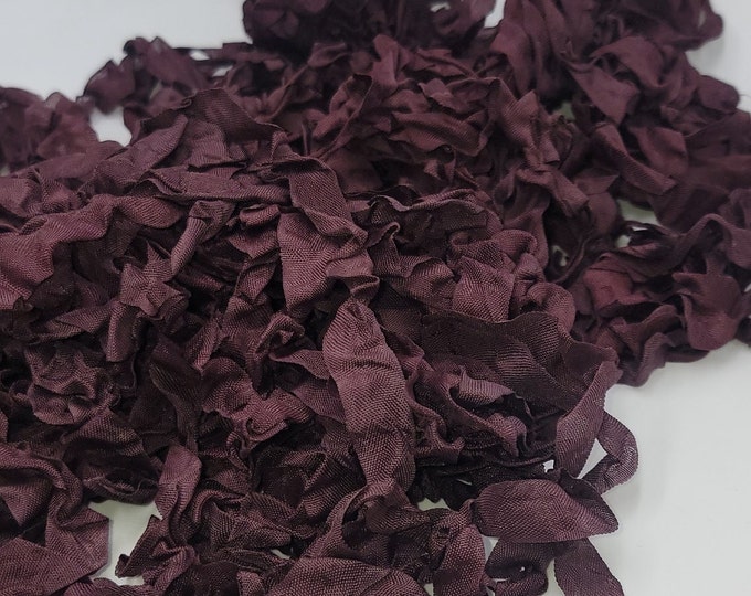 Majestic Maroon Shabby Chic Vintage RIBBON Crinkled Distressed Seam ...