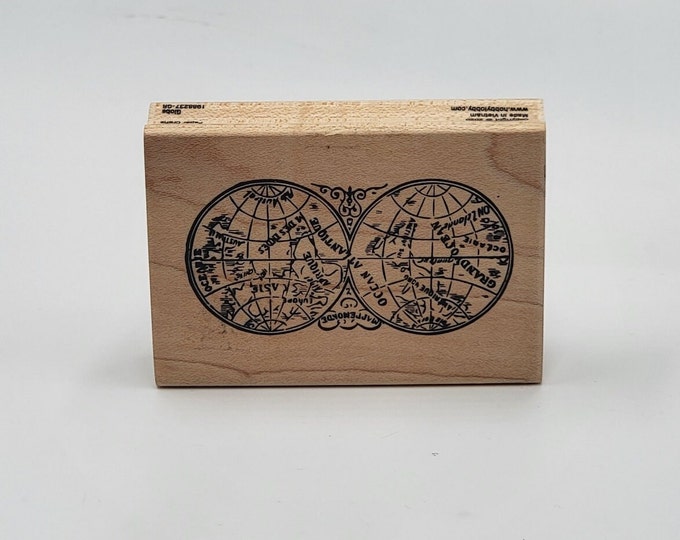 Journey Old Circle World Map of Earth Vintage Globe Rubber Stamp - Etsy