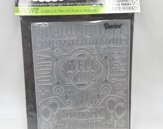 Darice Embossing Essentials Congrats Collage Background Folder Well ...