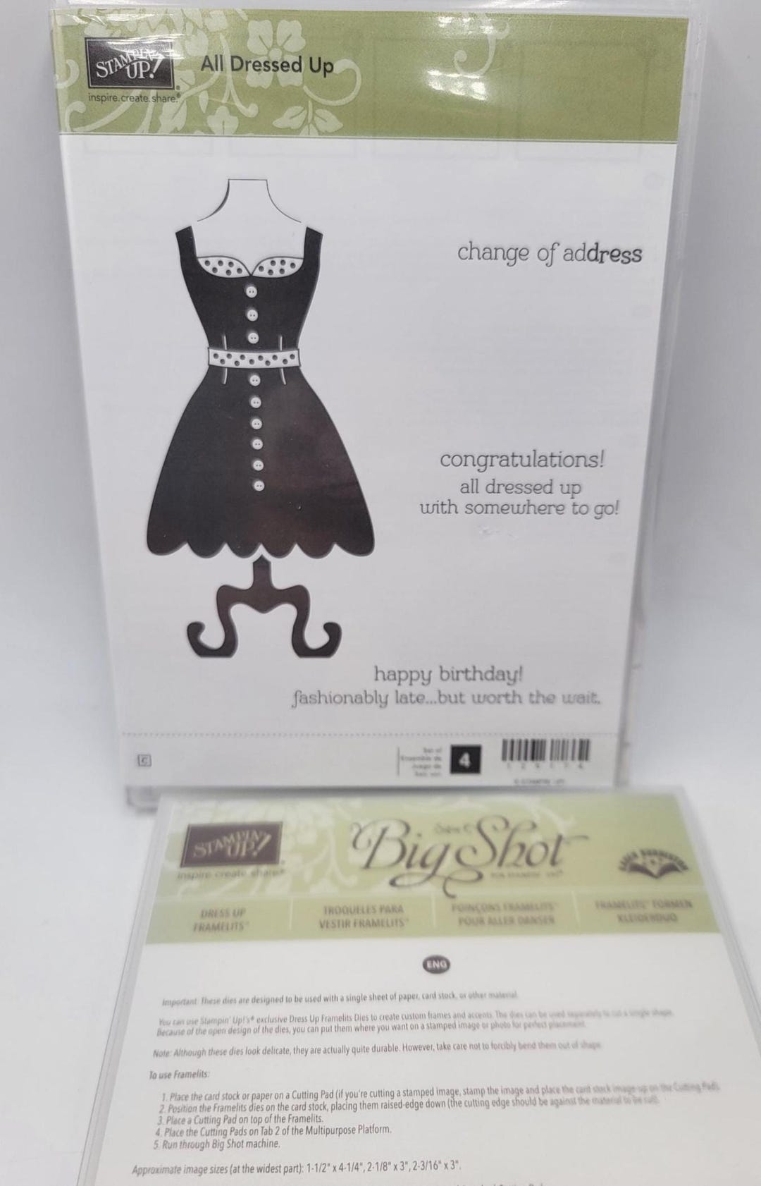 Stampin Up! All Dressed up Red Rubber Stamp Set and Big Shot Framelits ...