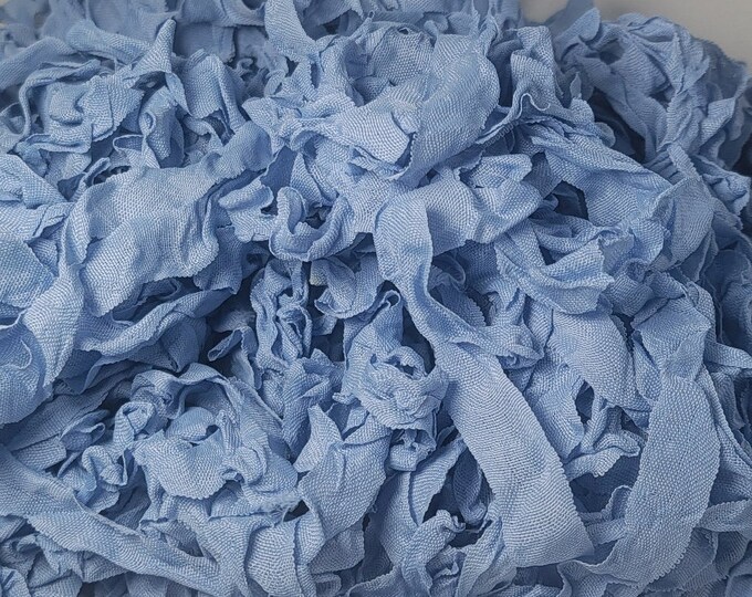 Bugle Boy Blue Pastel Shabby Chic Vintage Rustic RIBBON Crinkled Spring ...