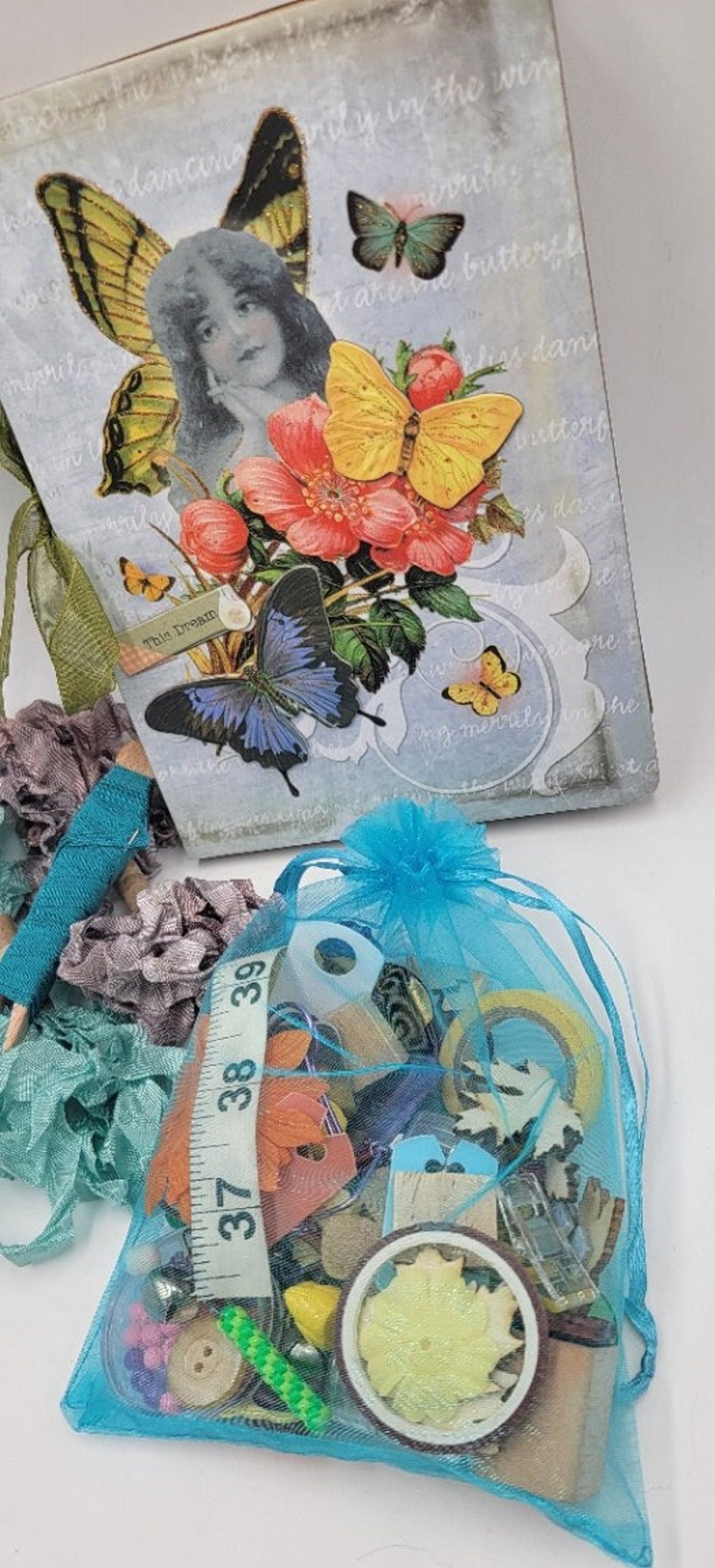 Junk Art Journal Kit Pen Seam Binding Ribbon Bag of Scrapbook - Etsy