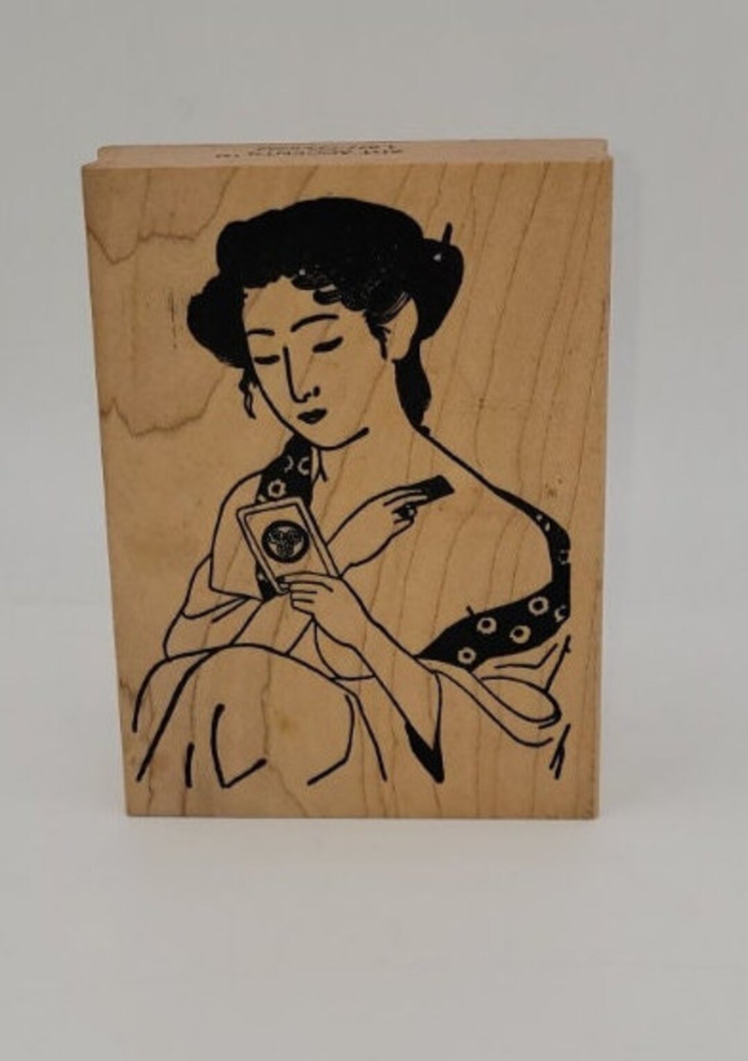 GEISHA JAPANESE Playing Card Game Asian Chinese Woman RARE Rubber Stamp ...