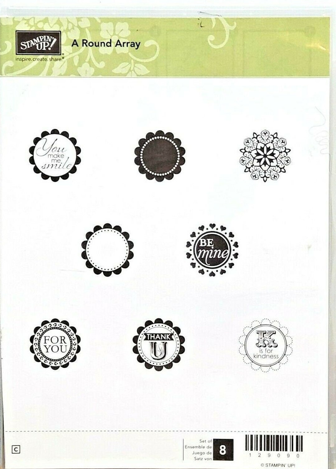 Stampin up A Round Array 8 Unmounted Rubber Stamps Set Be Mine Thank U ...