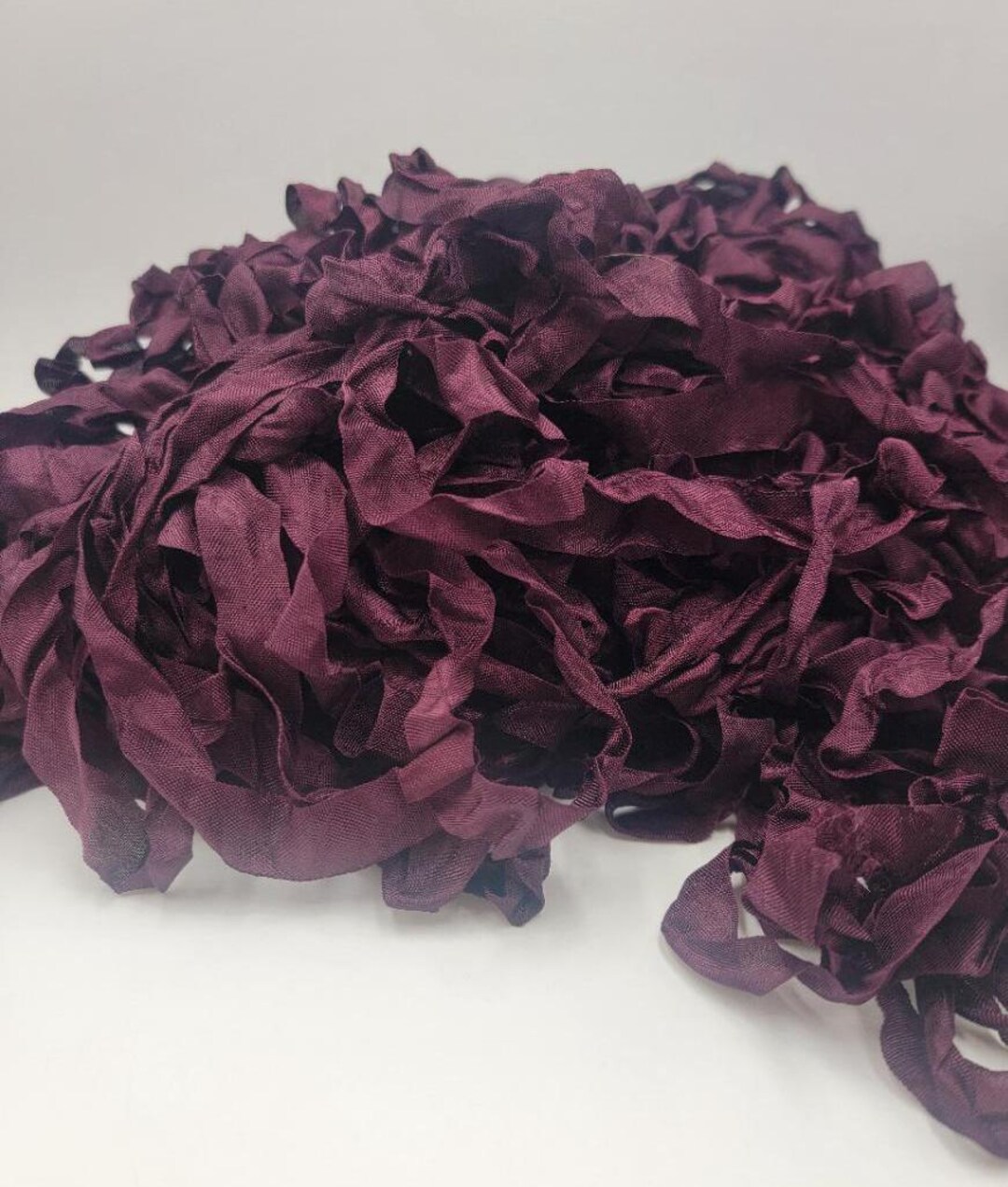 Dark Majestic Maroon Shabby Chic Vintage RIBBON Crinkled Distressed ...