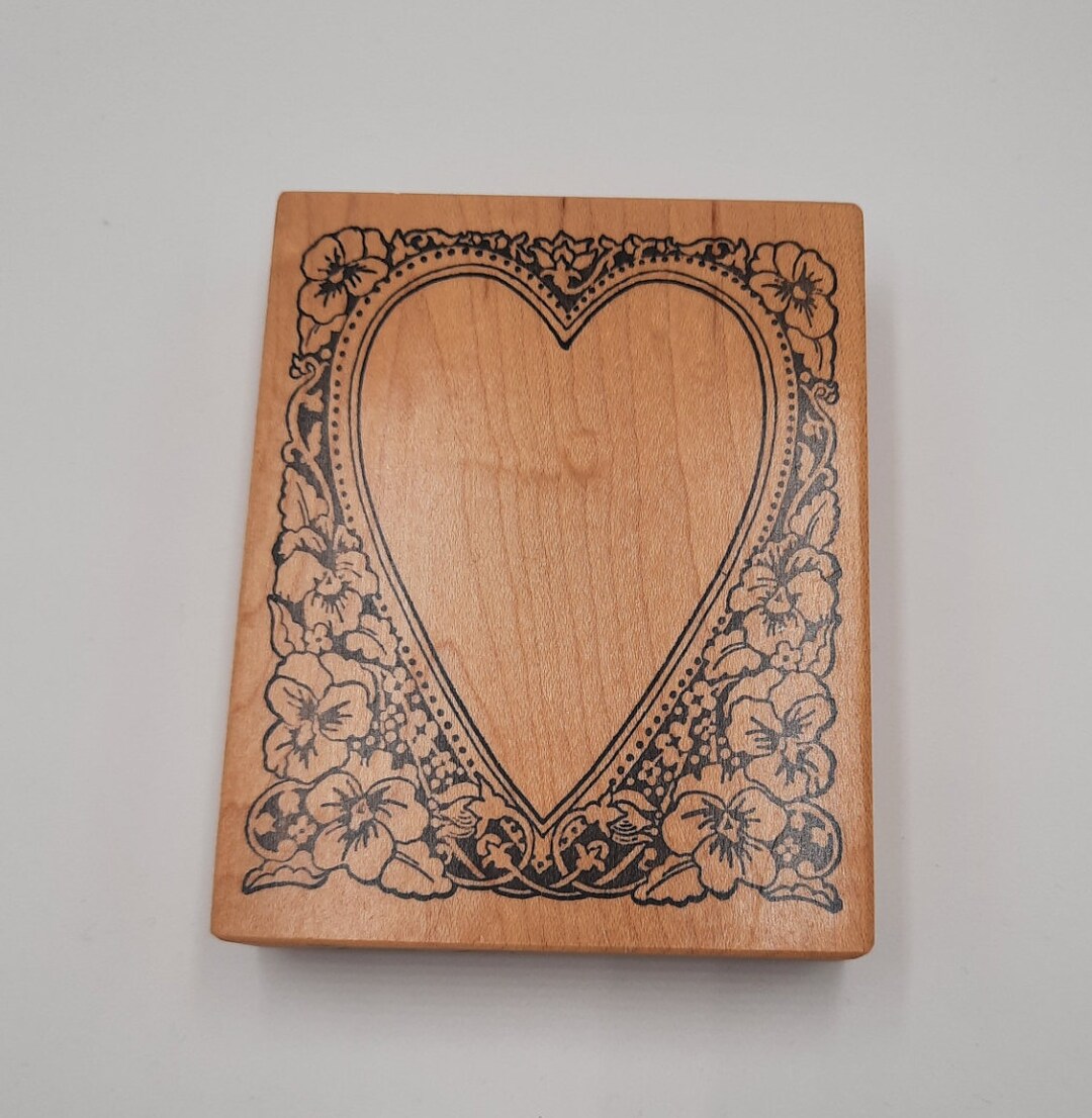 Vintage Pansy Heart Frame Valentine PSX Rubber Stamp Rare - Etsy