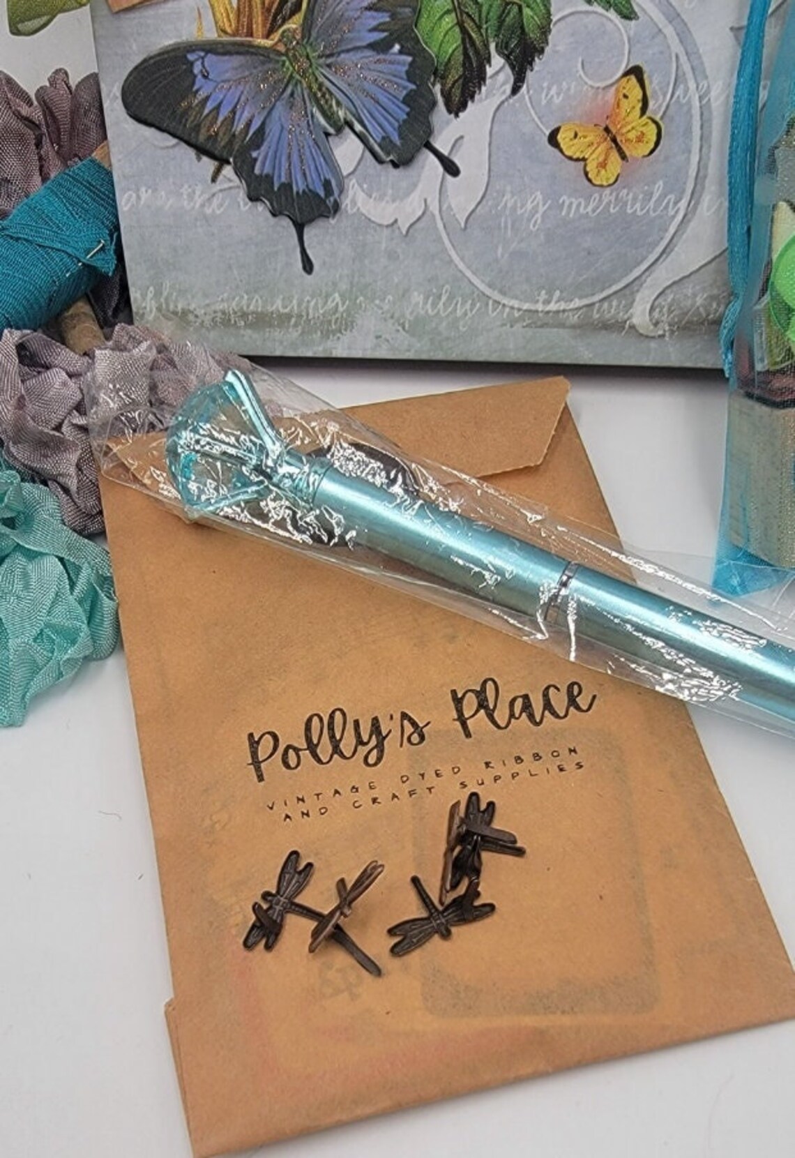 Junk Art Journal Kit Pen Seam Binding Ribbon Bag of Scrapbook Confetti ...