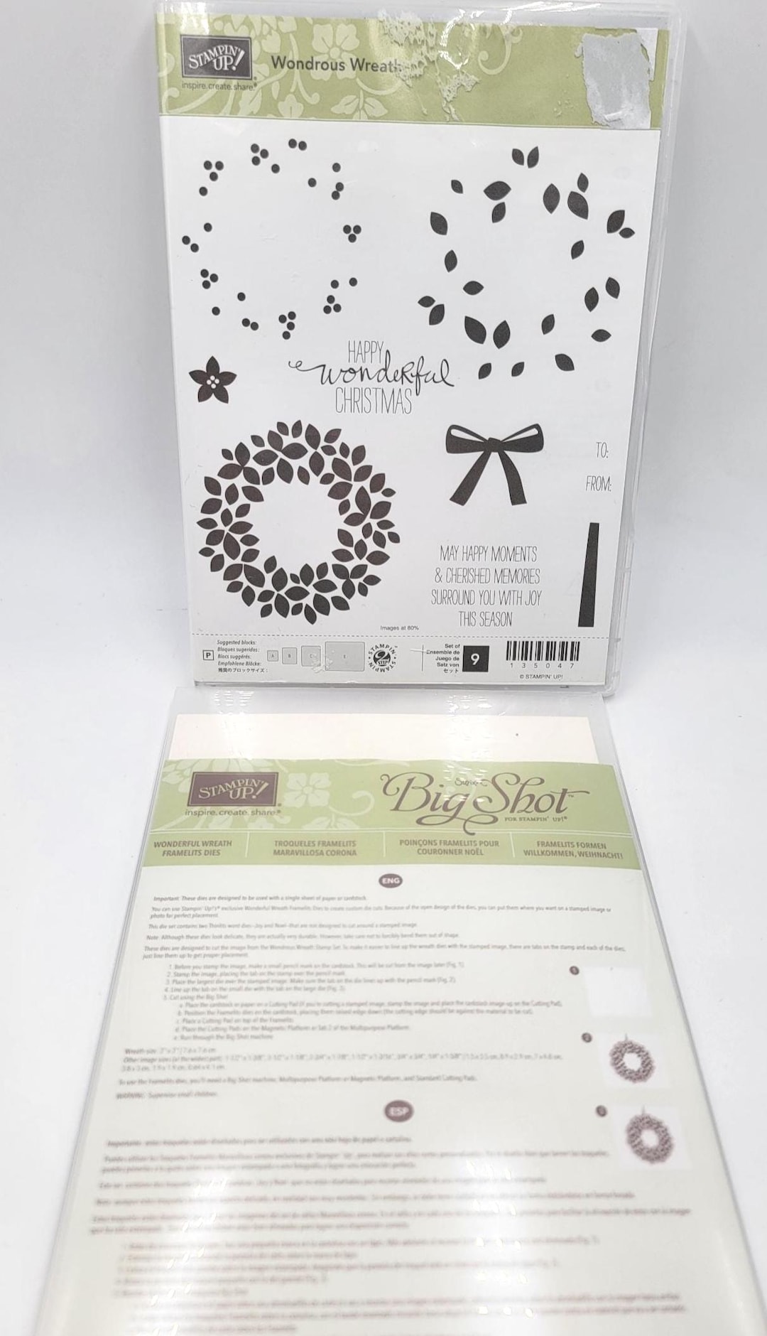 Stampin Up! Wonderous Wreath Cling Stamp Set Happy Wonderful Christmas ...