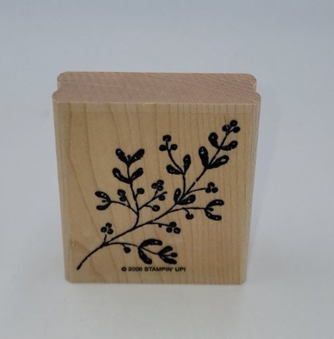 Leaves and Berries on Tree Bush Branch Rubber Stamp Botanical Nature ...