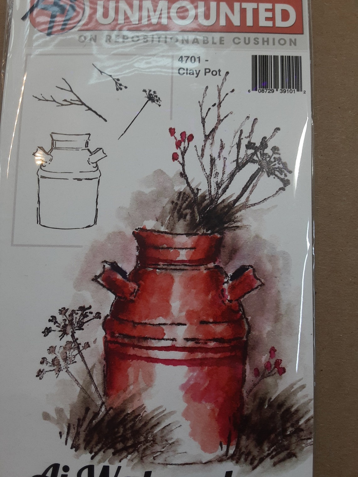 Art Impressions Watercolor Cling Rubber Stamps Clay Pot Branches - Etsy