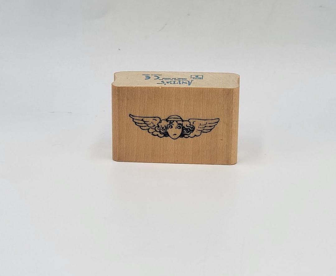 Angelic Angel Face Wings Halo Vintage Image Rubber Stamp - Etsy