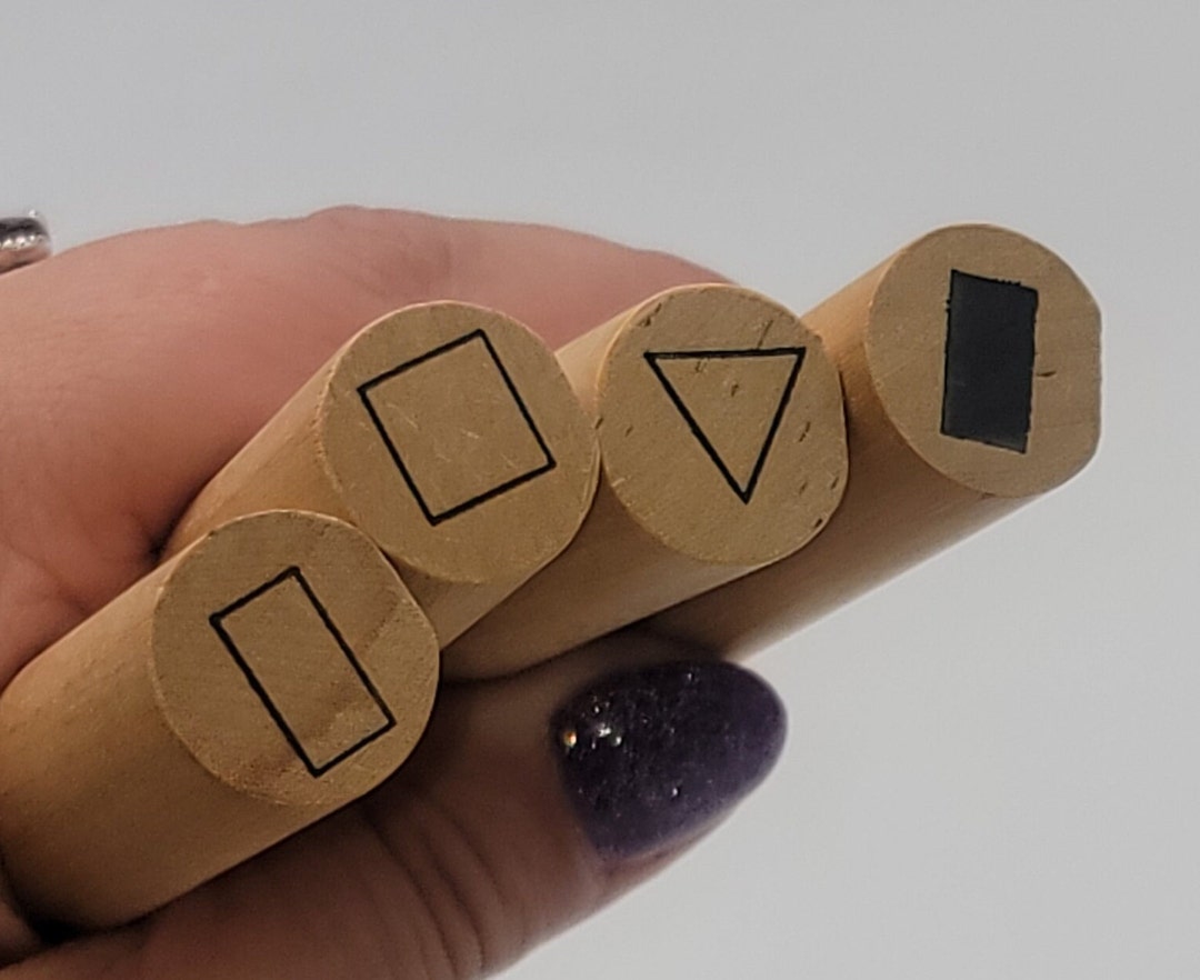 Judith Shapes Rectangles Triangle Square Solid Outline Peg Rubber Stamp ...