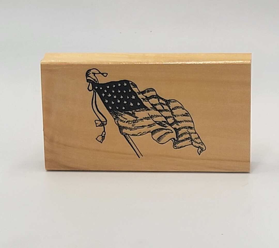 American Flag Flying Waving Flagpole Rubber Stamp - Etsy