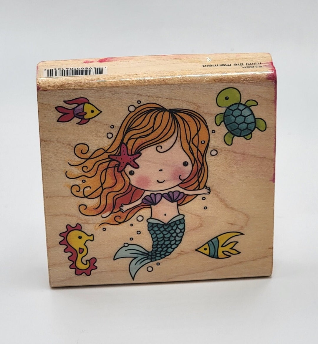 Penny Black Mimi the Mermaid and Friends Wood Mounted Rubber Stamp Fish ...