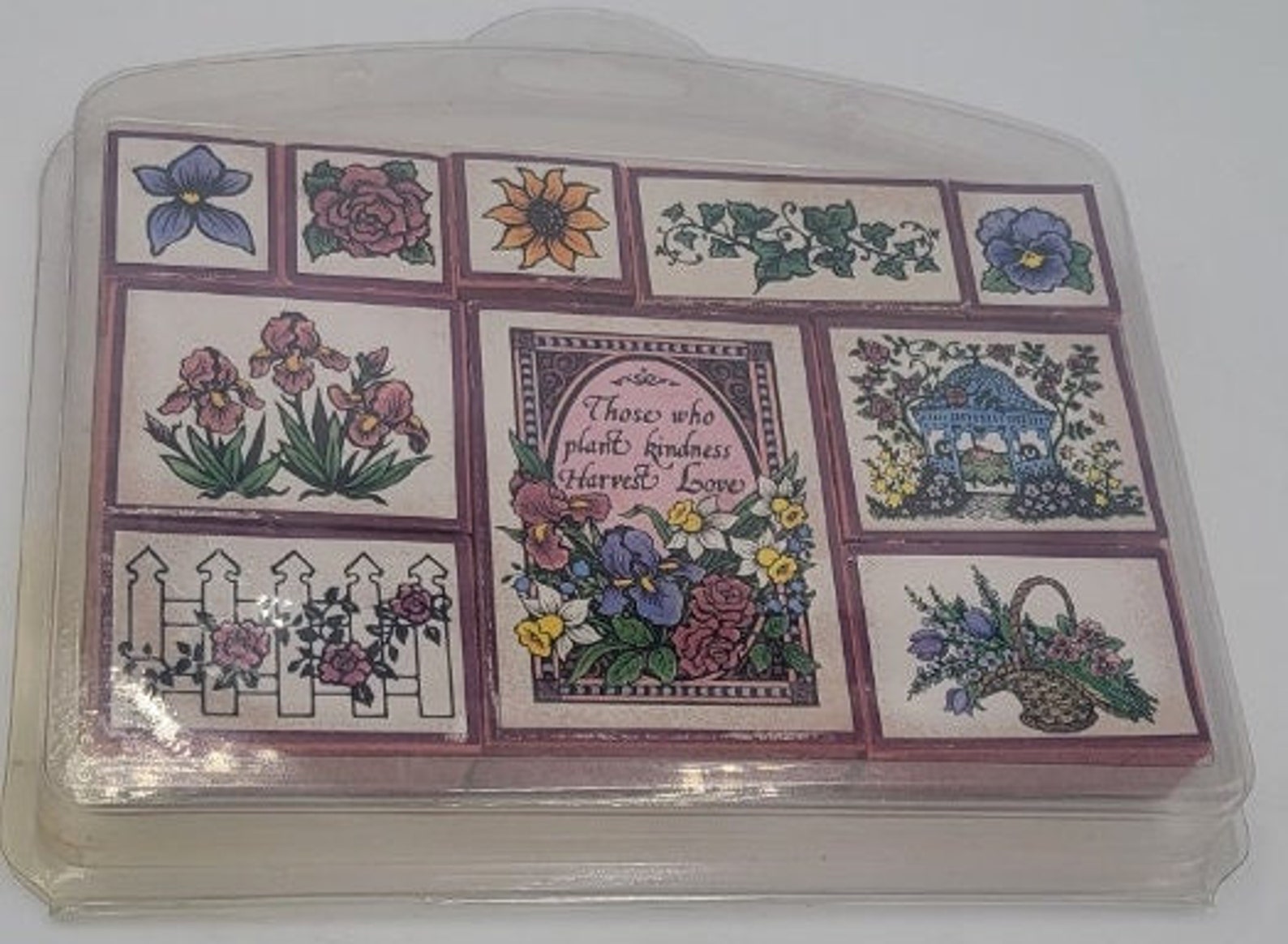 PSX Floral Foam Rubber Stamps Set of 10 Flowers Gazebo Picket Fence ...