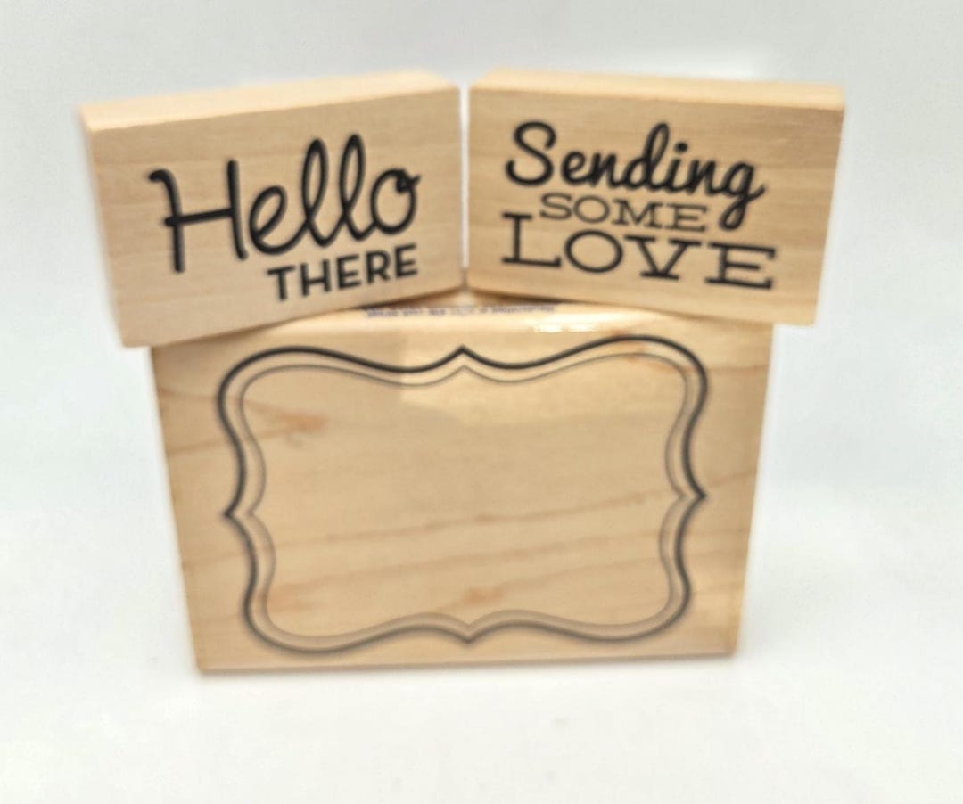Ornate Frame Hello There Sending Some Love Rubber Stamp Set - Etsy