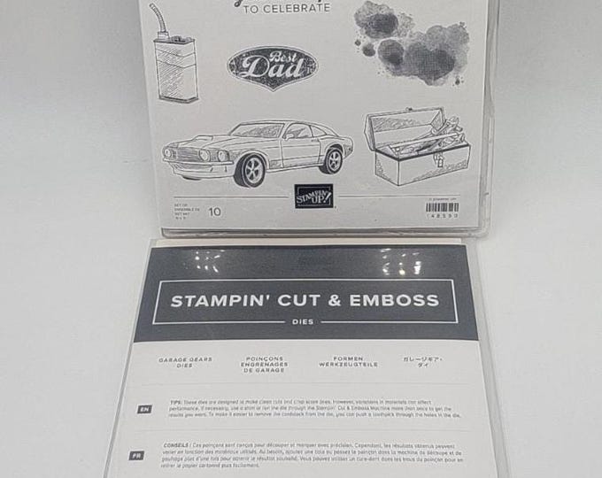 Stampin Up! GEARED UP GARAGE Cling Rubber Stamp Set and Cut Emboss Dies ...